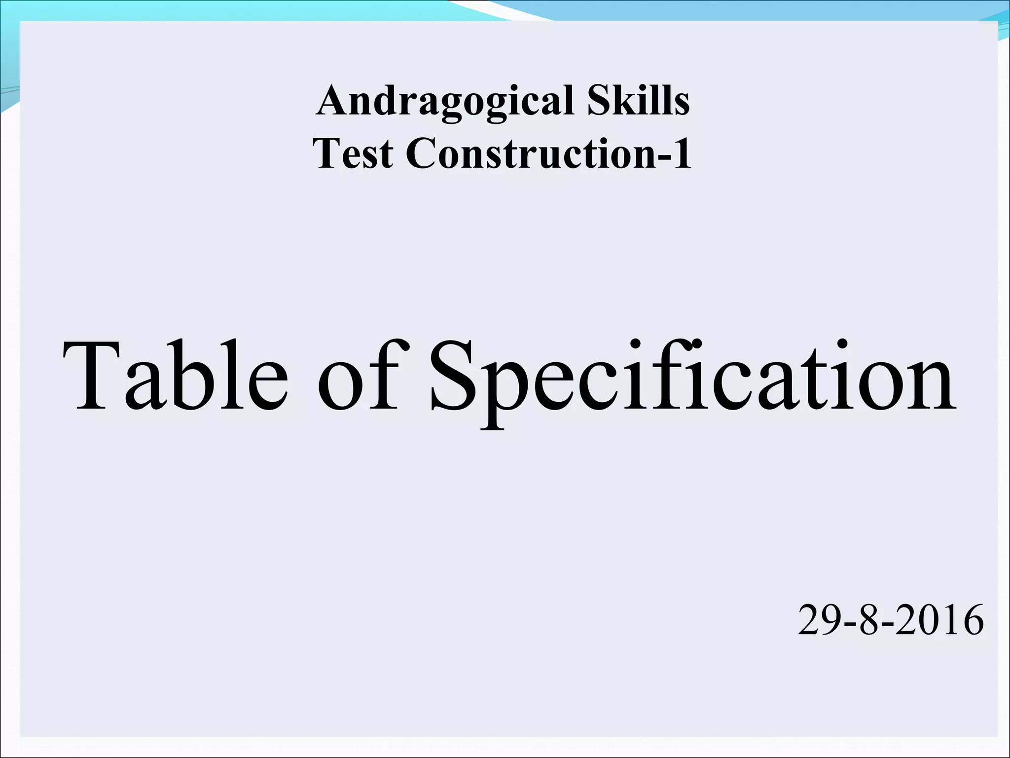 Table of specification dr shafqat ali | PPT