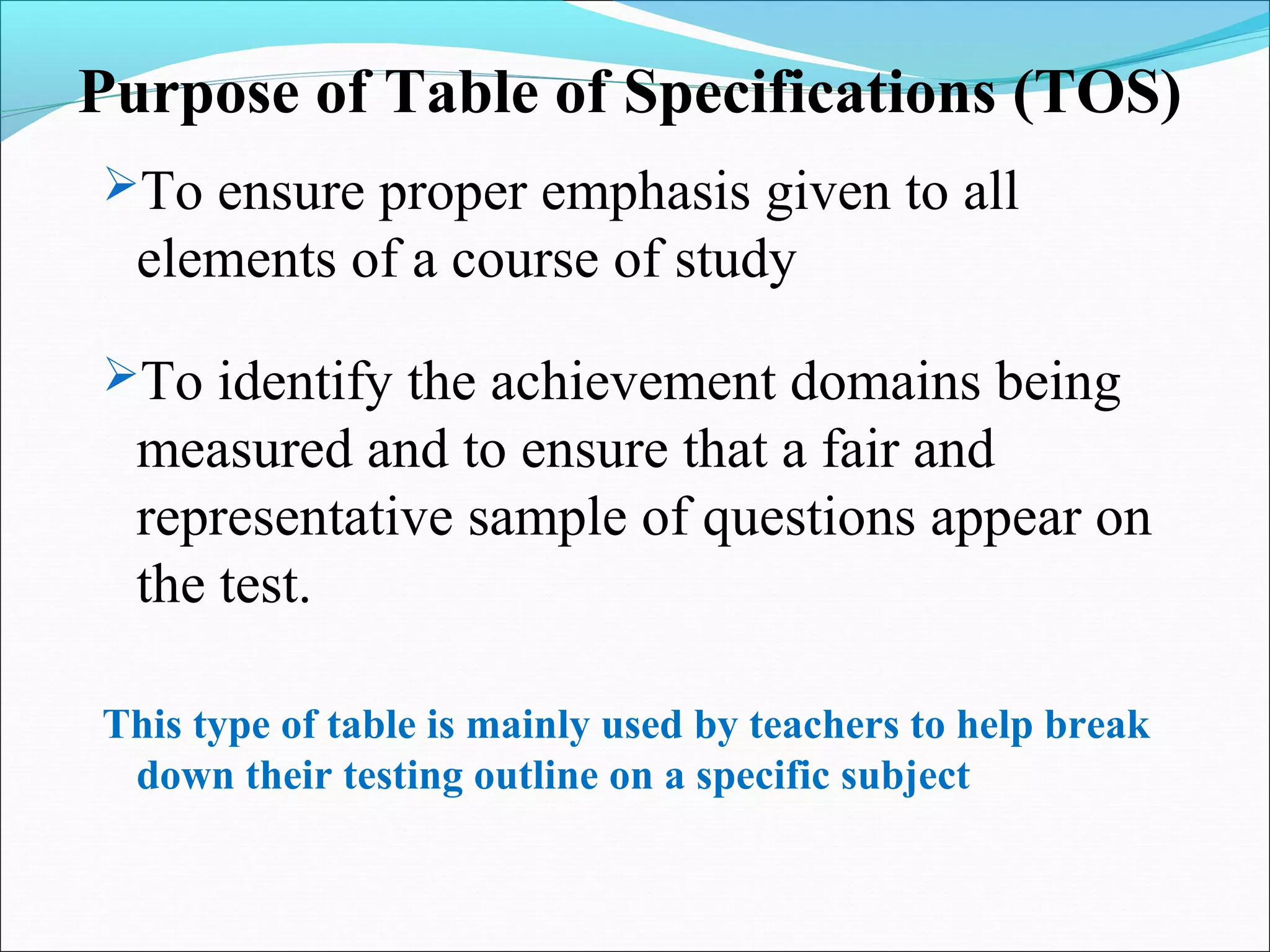 Table of specification dr shafqat ali | PPT