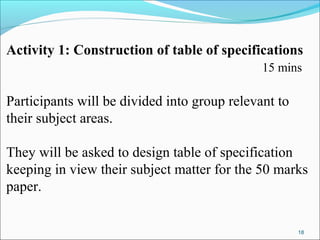 Table of specification dr shafqat ali | PPT