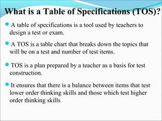 Table of specification dr shafqat ali | PPT