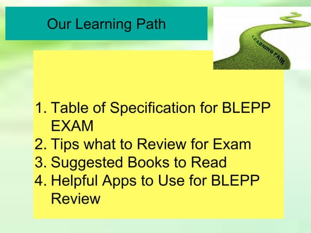 TABLE OF SPECIFICATION FOR BLEPP EXAM | PPTX