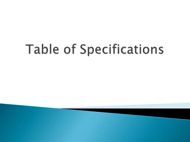 Table of specifications | PPTX