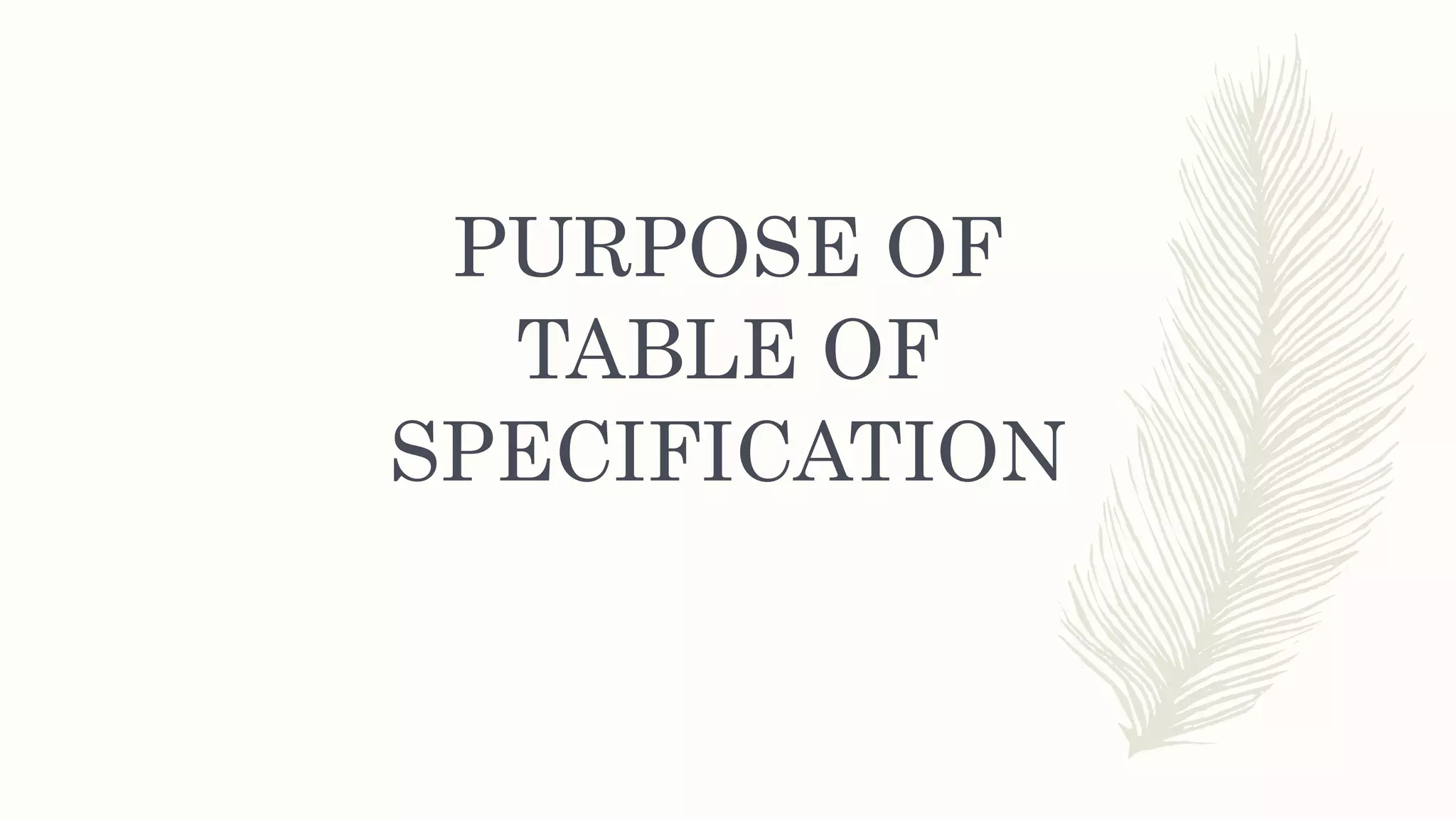 Table of specifications | PPTX