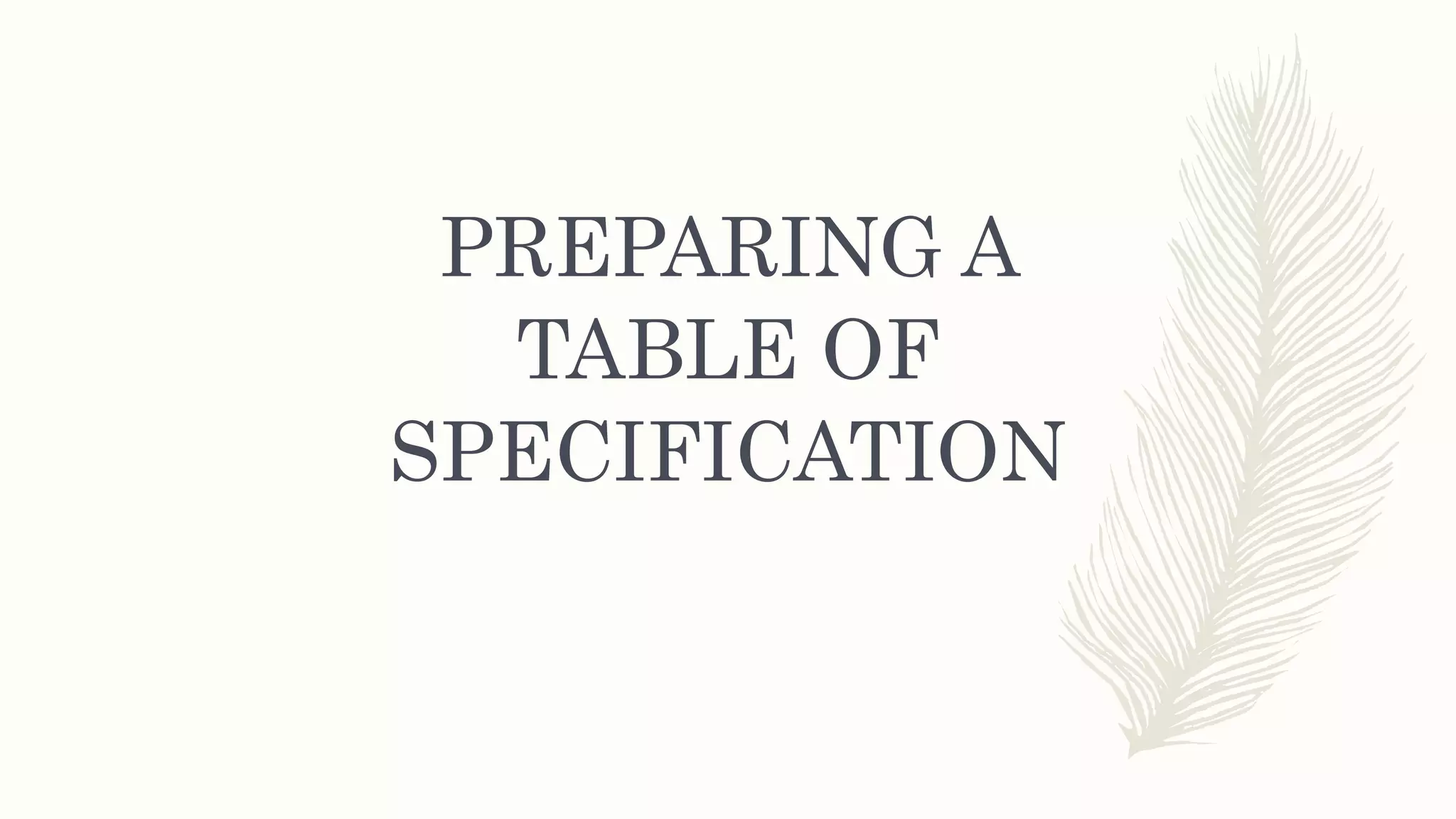 Table of specifications | PPTX