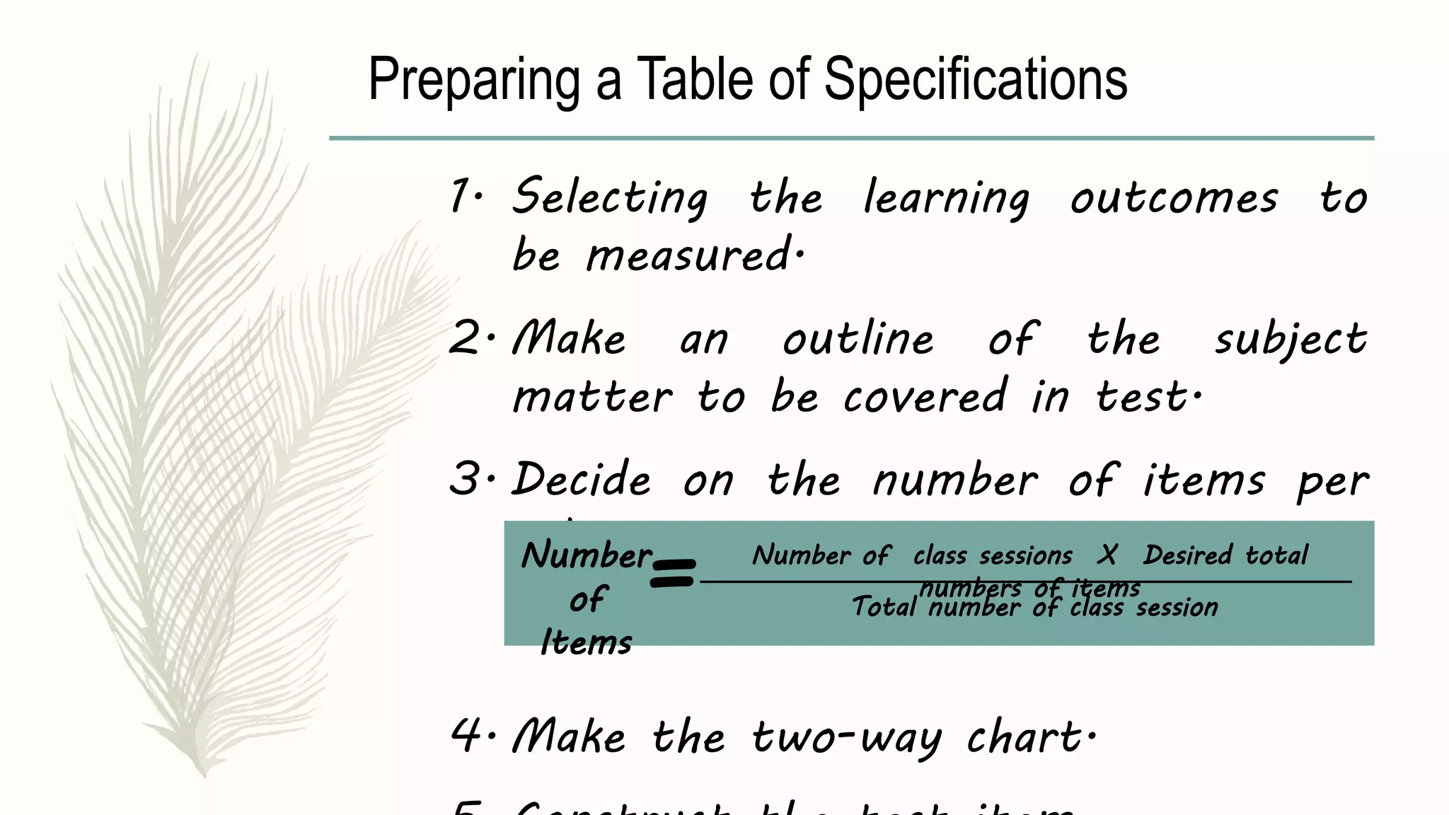 Table of specifications | PPTX