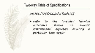 Table of specifications | PPTX