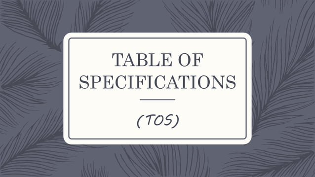 Table of specifications | PPTX
