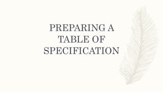 Table of specifications | PPTX
