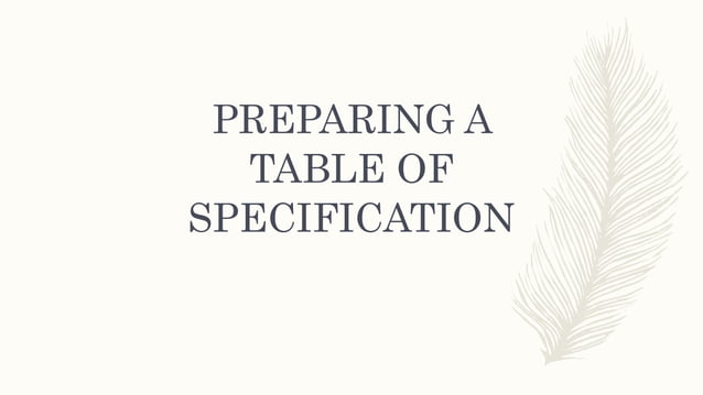 Table of specifications | PPTX