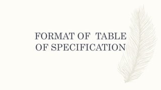 Table of specifications | PPTX
