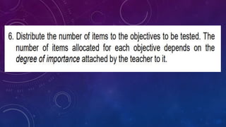 Table of Specification, Test questions and item.pptx
