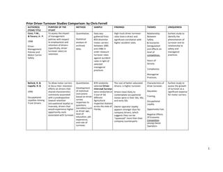 Table of Truck Driver Turnover Studies | PDF