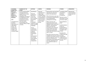 Table of Truck Driver Turnover Studies | PDF