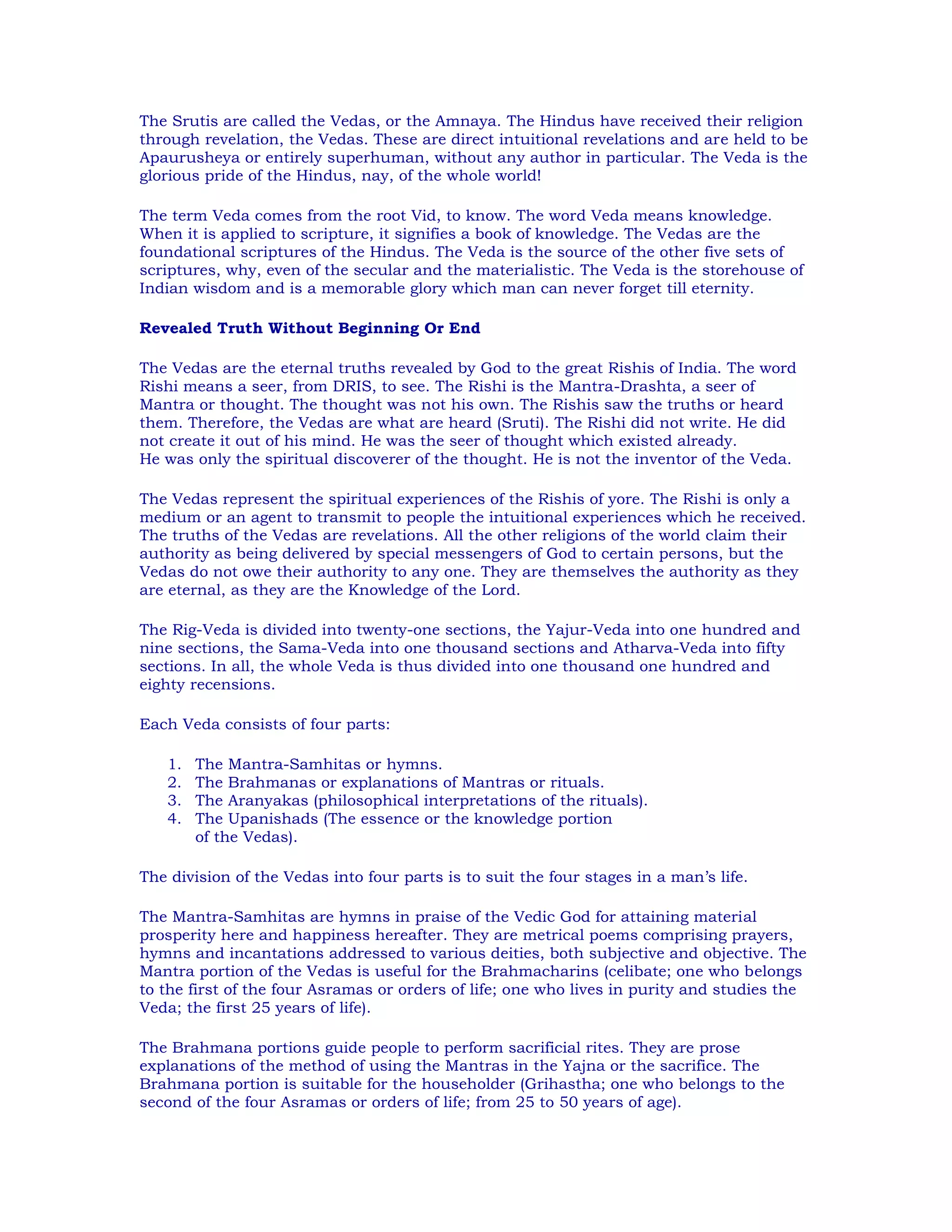 Table of vedas and their branches | PDF