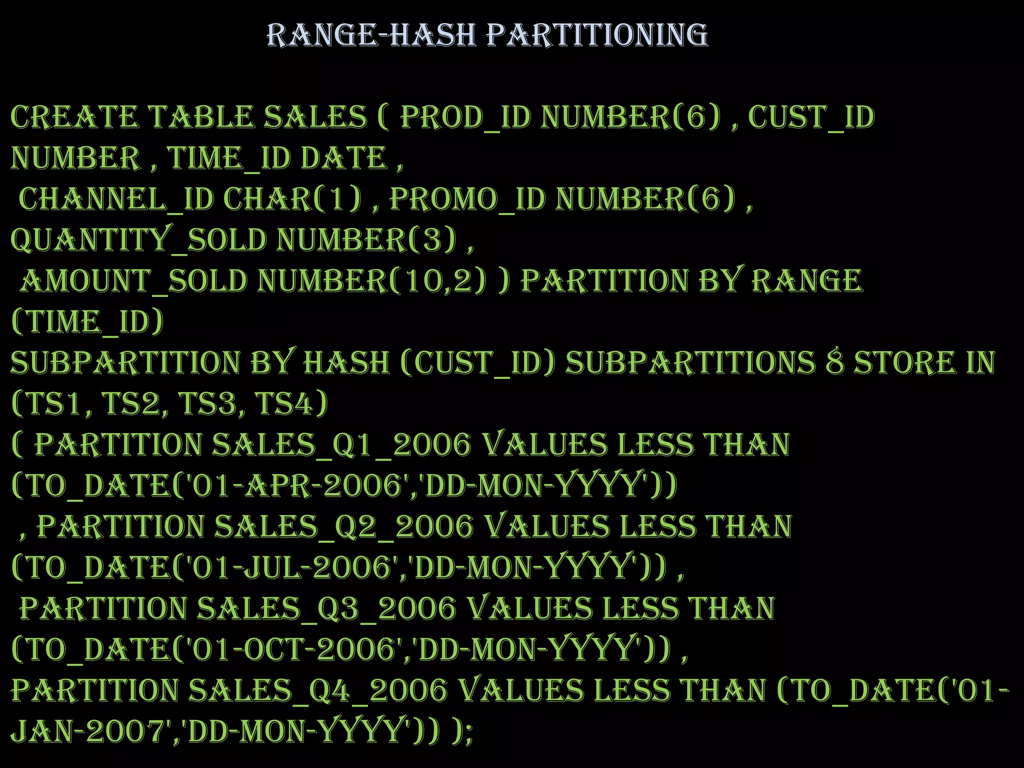 Table partitioning in Oracle Database | PPTX
