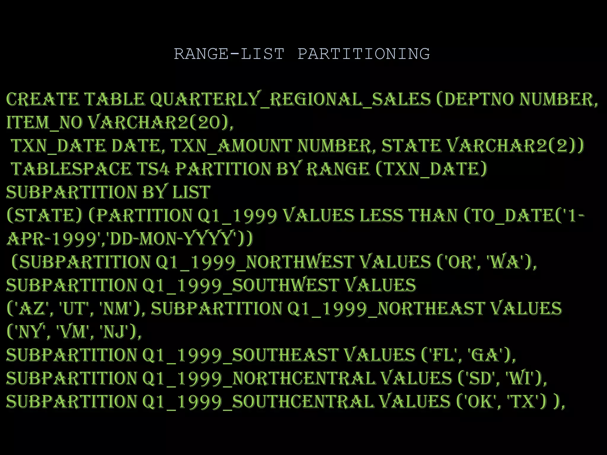 Table partitioning in Oracle Database | PPTX