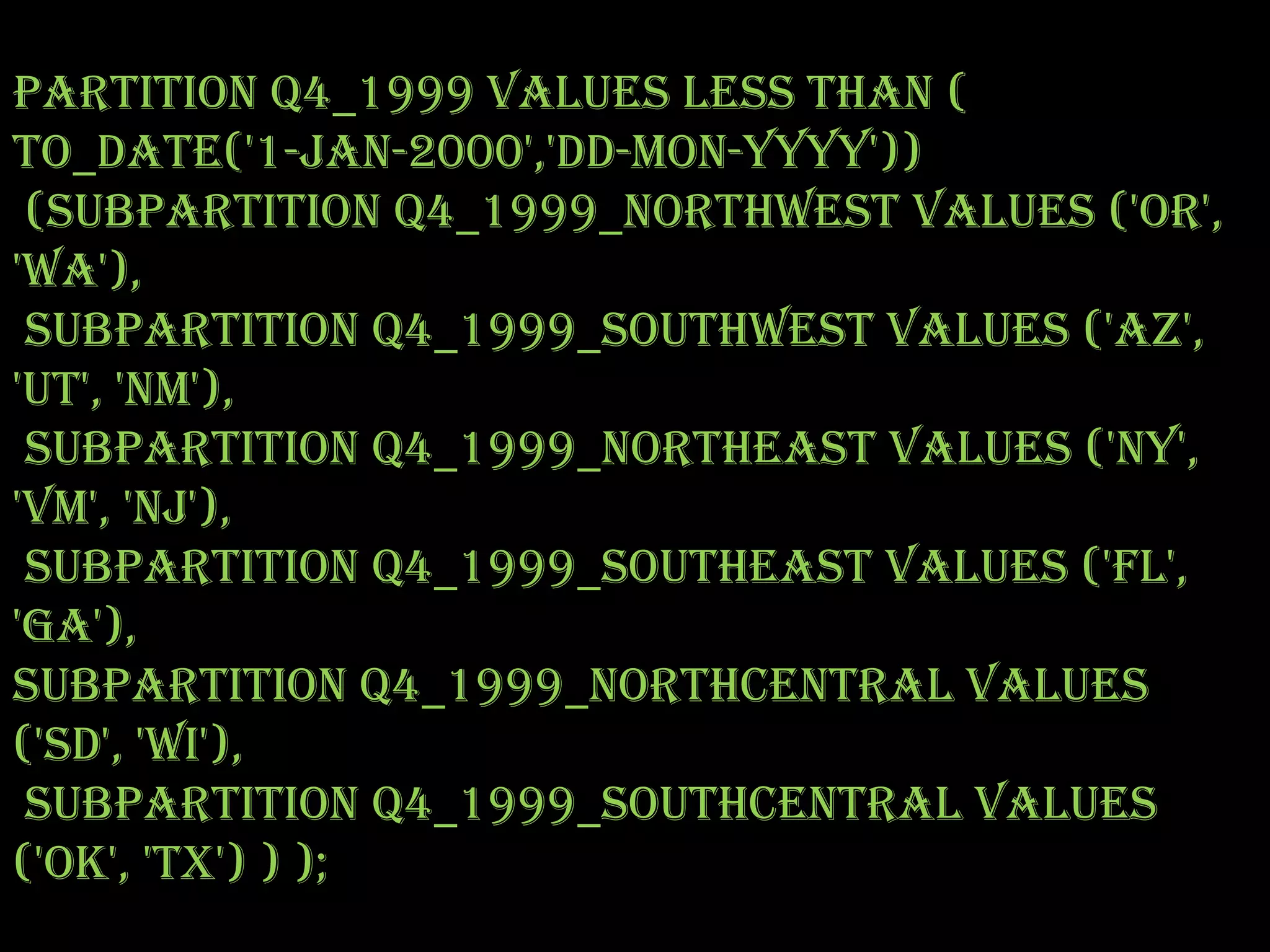Table partitioning in Oracle Database | PPTX