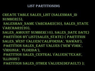 Table partitioning in Oracle Database | PPTX