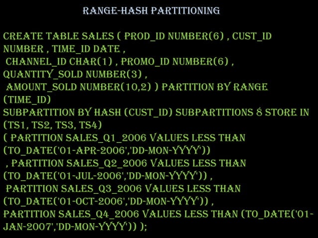 Table partitioning in Oracle Database | PPTX