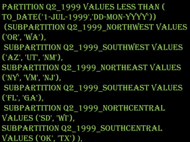 Table partitioning in Oracle Database | PPTX