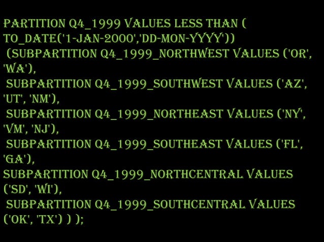 Table partitioning in Oracle Database | PPTX