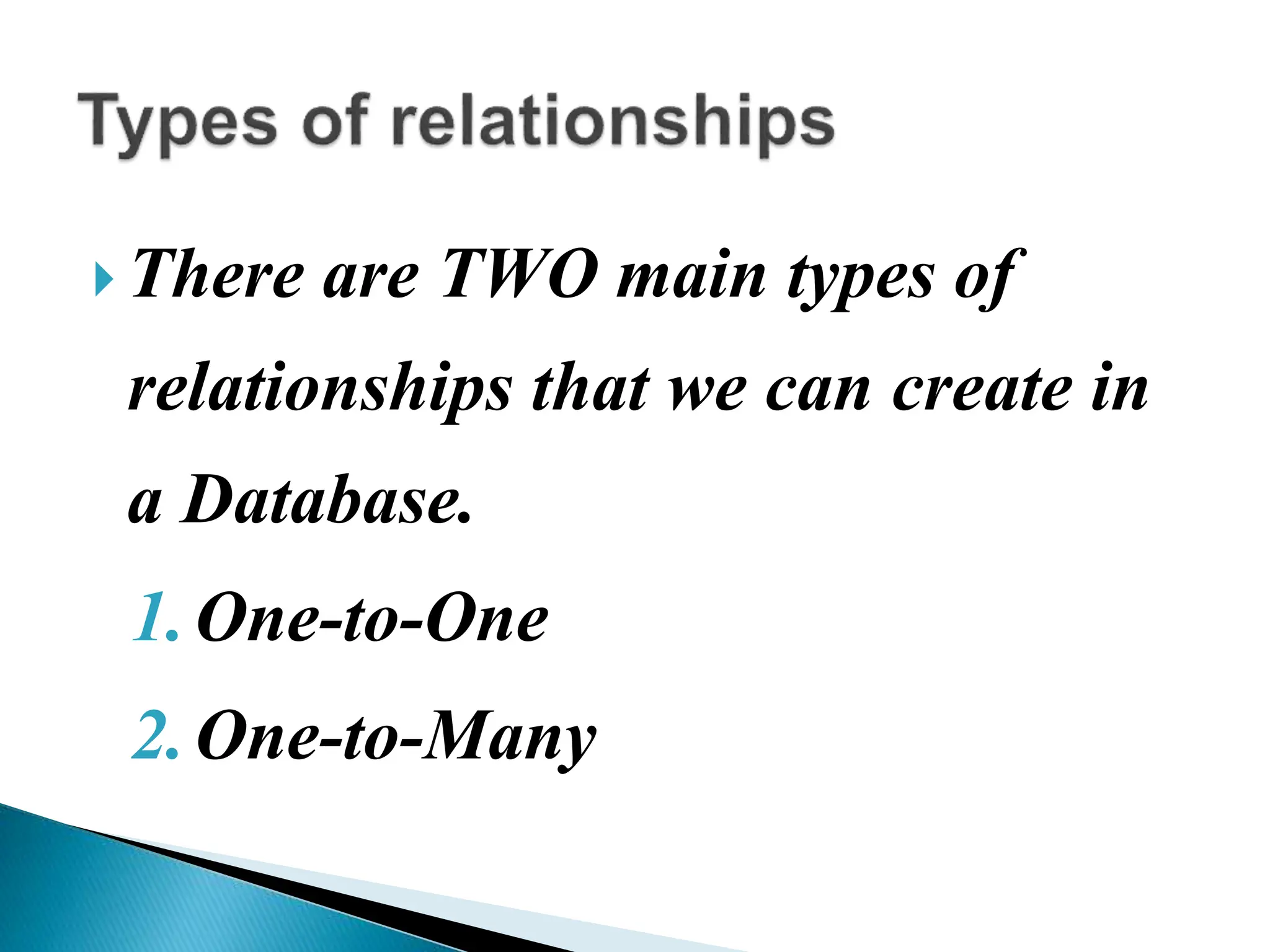 Table Relationships In Database Managementpptx 