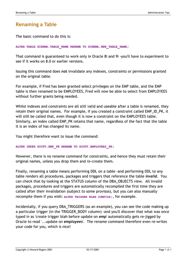 Tablerename | PDF