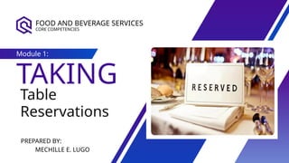 Handling table reservation and types of food services | PPTX