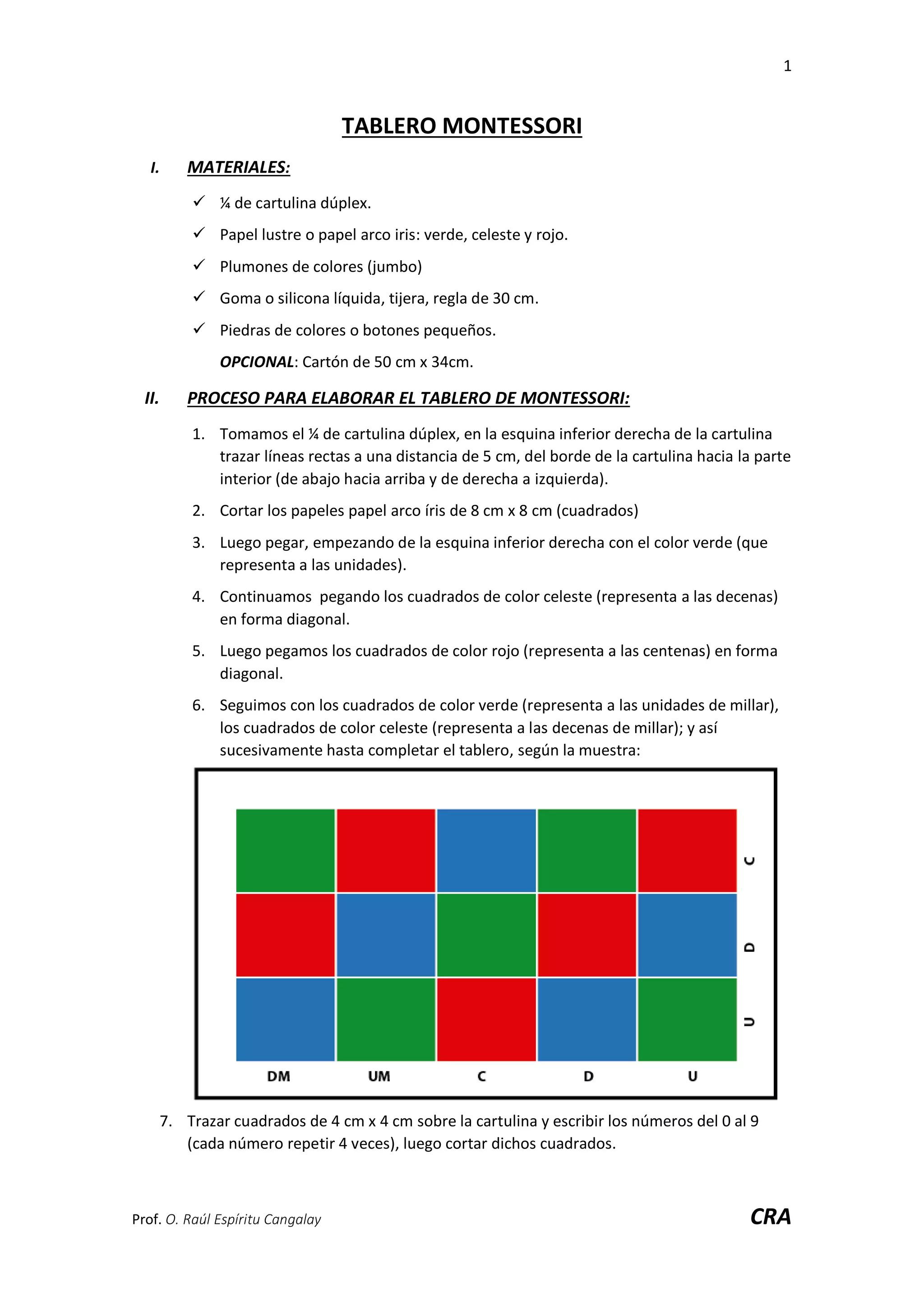 Tablero de montessori | PDF