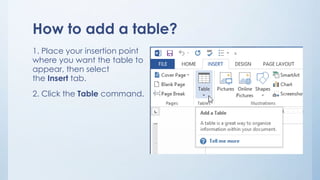 Home tab and Insert tab | PPTX