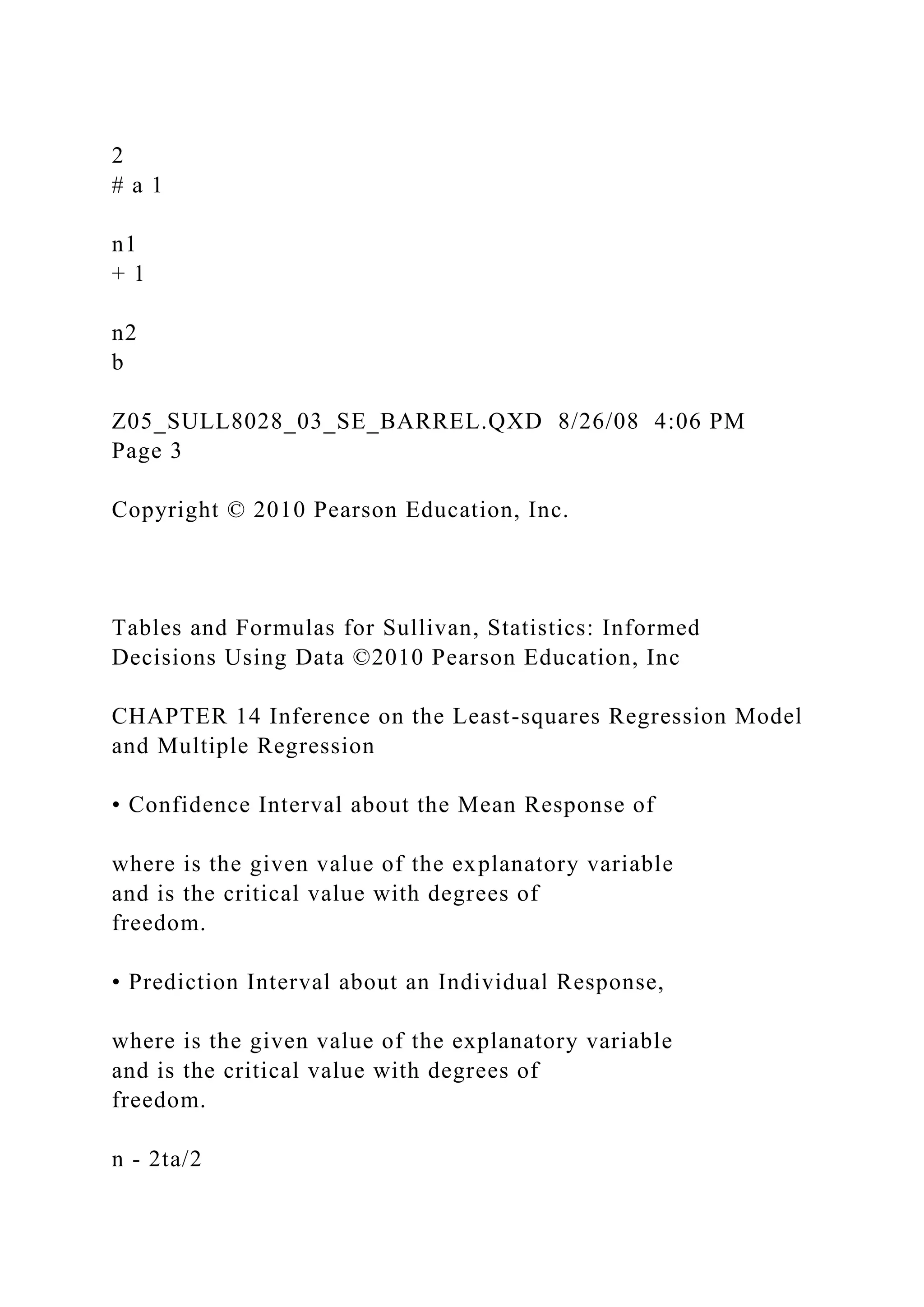Tables and Formulas for Sullivan, Statistics Informed Decisio.docx