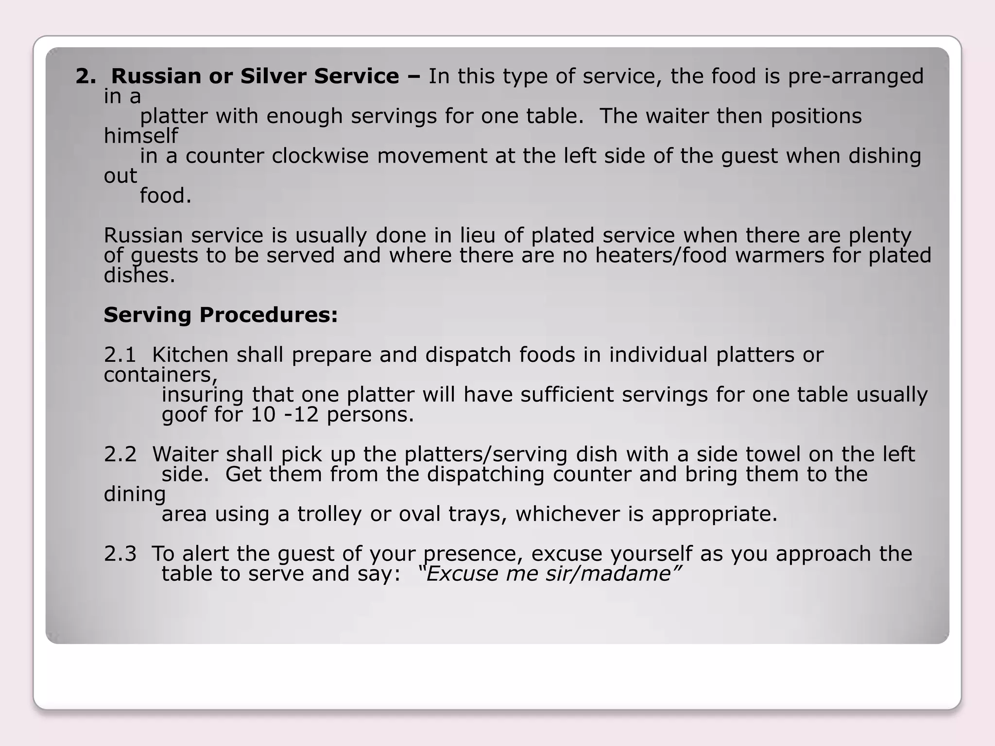 Table service | PPTX