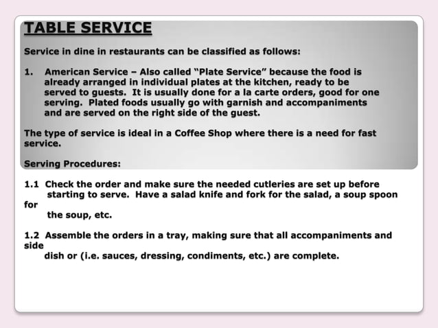 Table service | PPTX