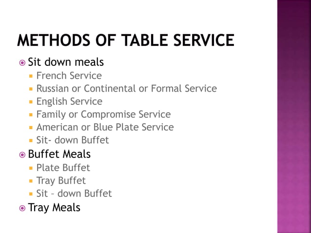 Table service | PPTX | Dining Out | Food & Drink