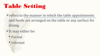Table setting | PPT | Dining Out | Food & Drink