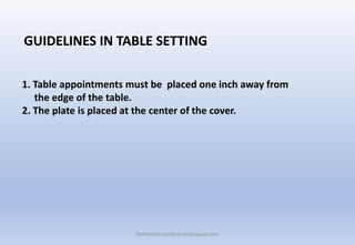 Table Set Up: www.chefqtrainer.blogspot.com | PPT