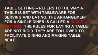 Food table set up grade demonstration method | PPTX
