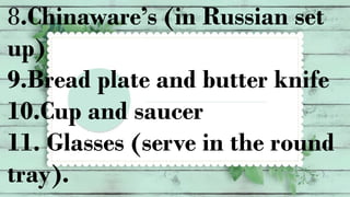 GUIDLINES IN TABLE SET UP AND TABLE SETTING IN FOOD AND BEVERAGE ...