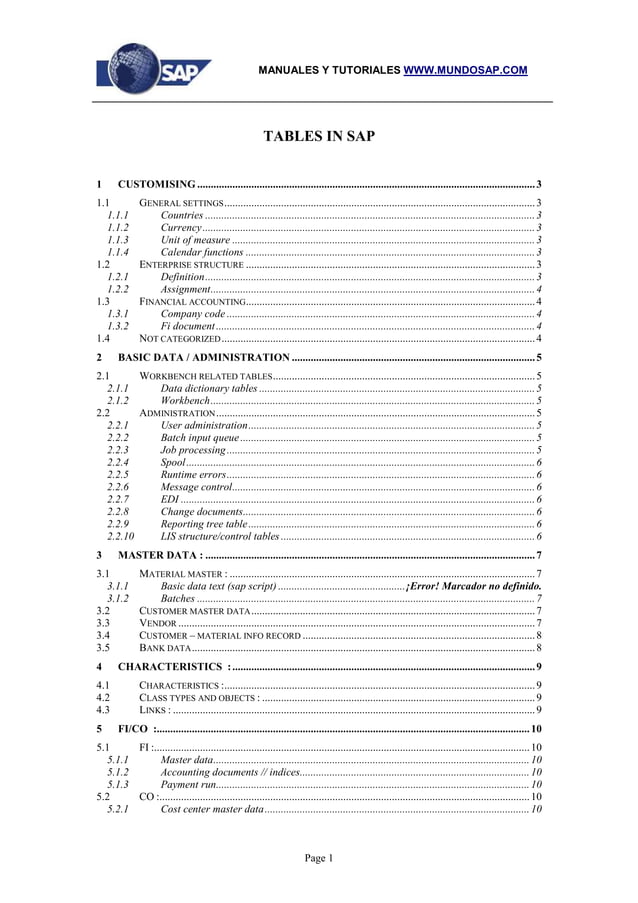 Tables in sap | PDF | Databases | Computer Software and Applications