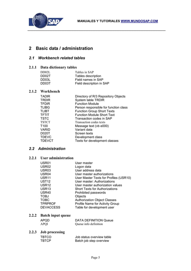Tables in sap | PDF | Databases | Computer Software and Applications