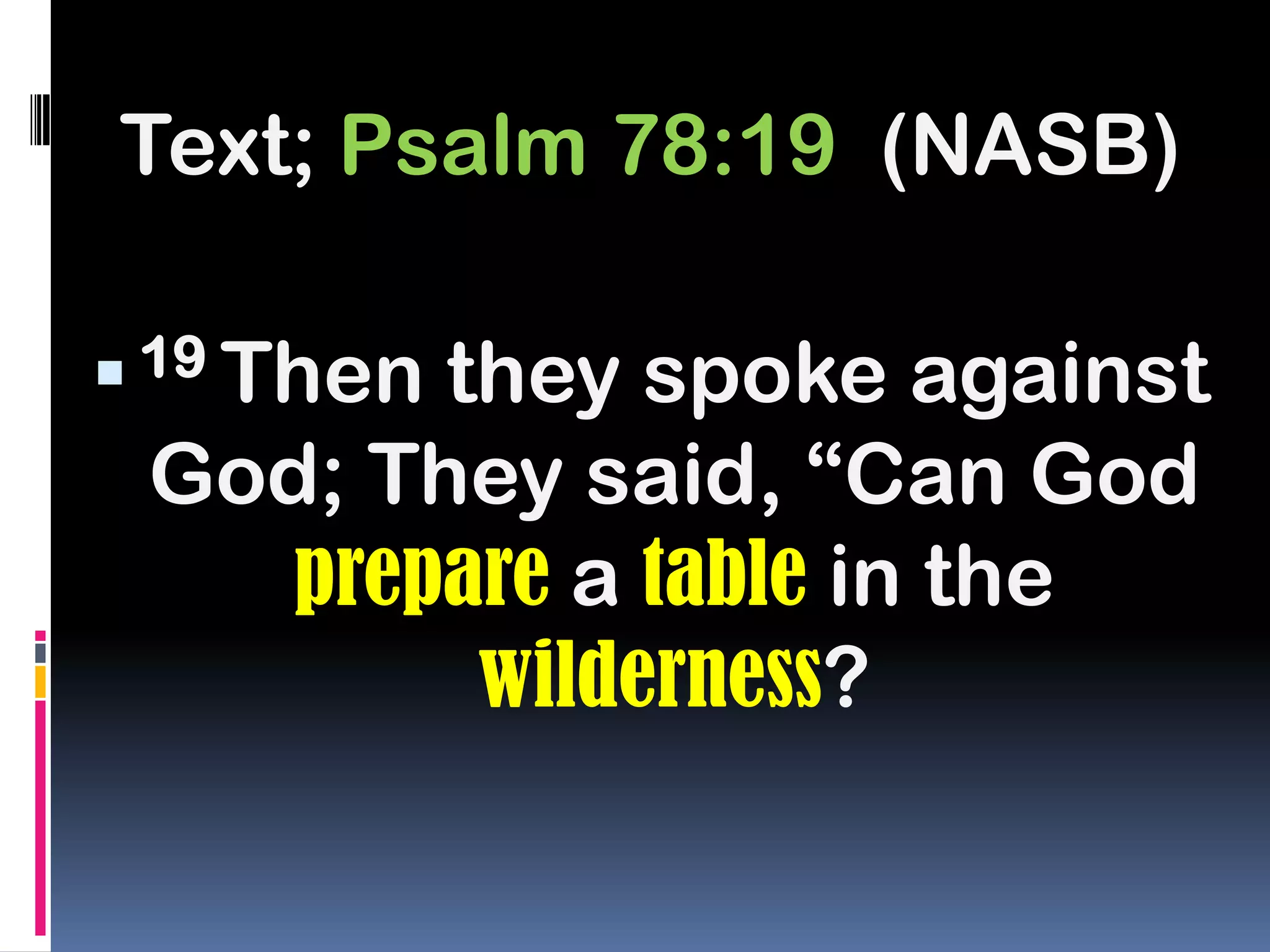 Tables in the wilderness | PPTX