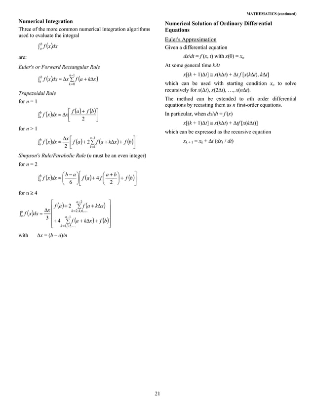 Tables of math, physics and chemistry engineering handbook | PDF ...
