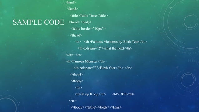 web development basics tables part2 | PPT