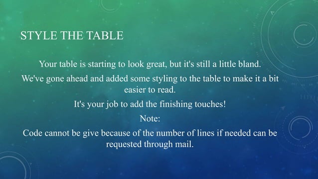 web development basics tables part2 | PPT