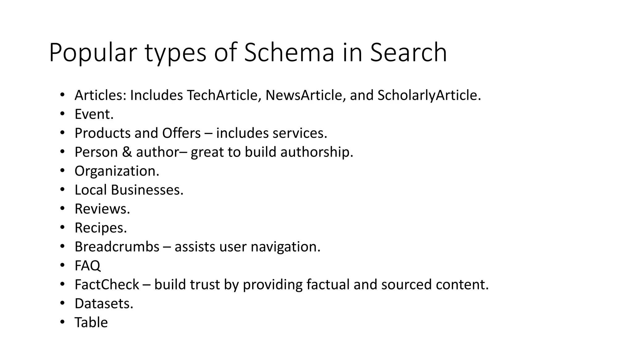 Table structured schema markup | PPTX