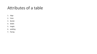 Table structure introduction | PPTX