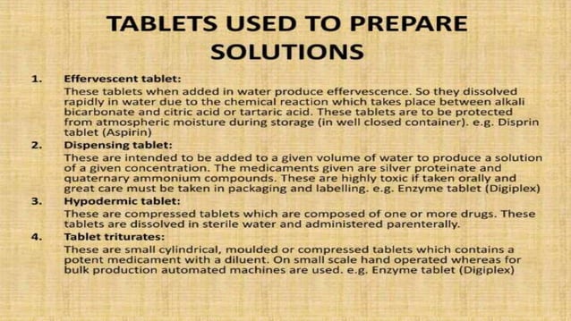 Tablet: Solid dosage form Advantages and Disadvantages.pptx ...