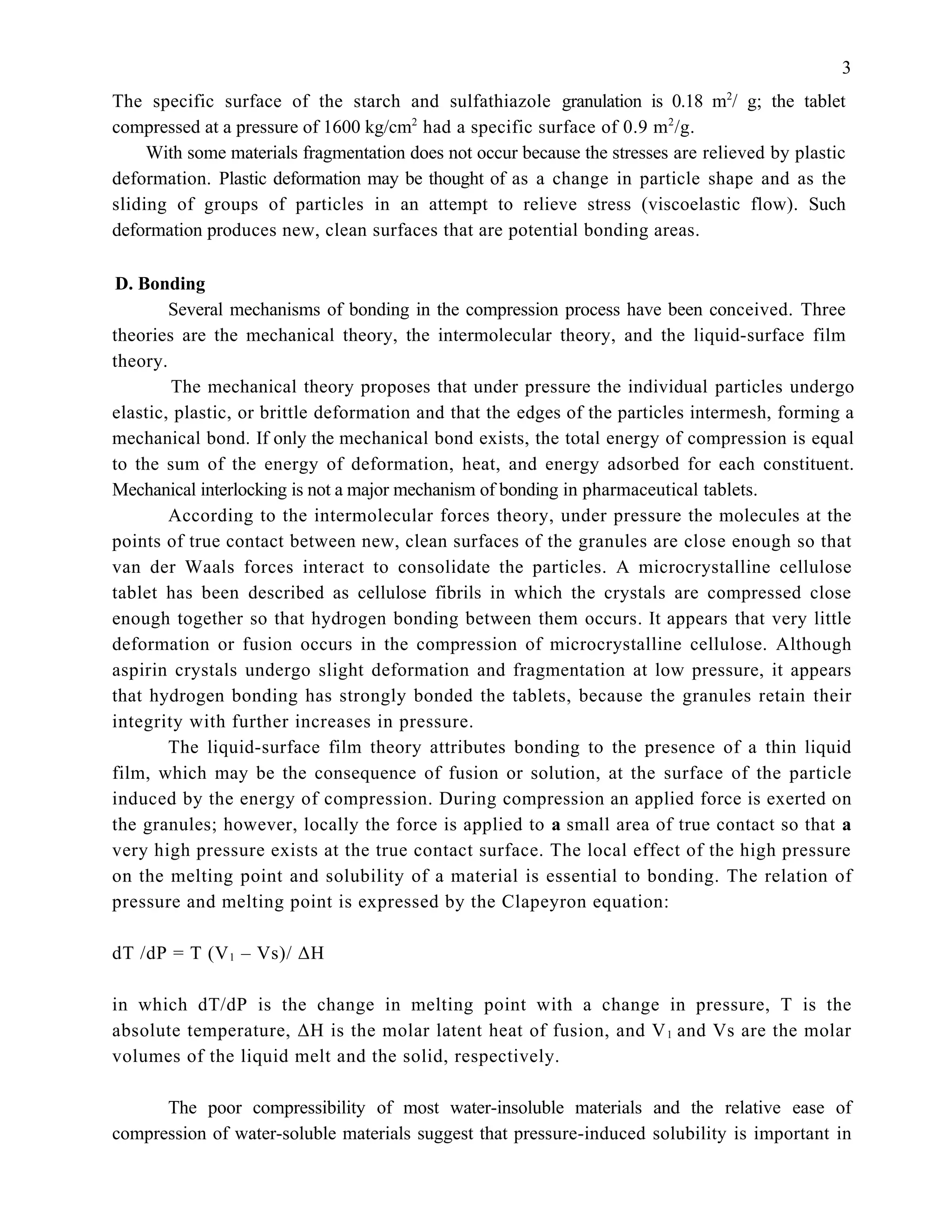 Tablet compaction and compression-handout | PDF