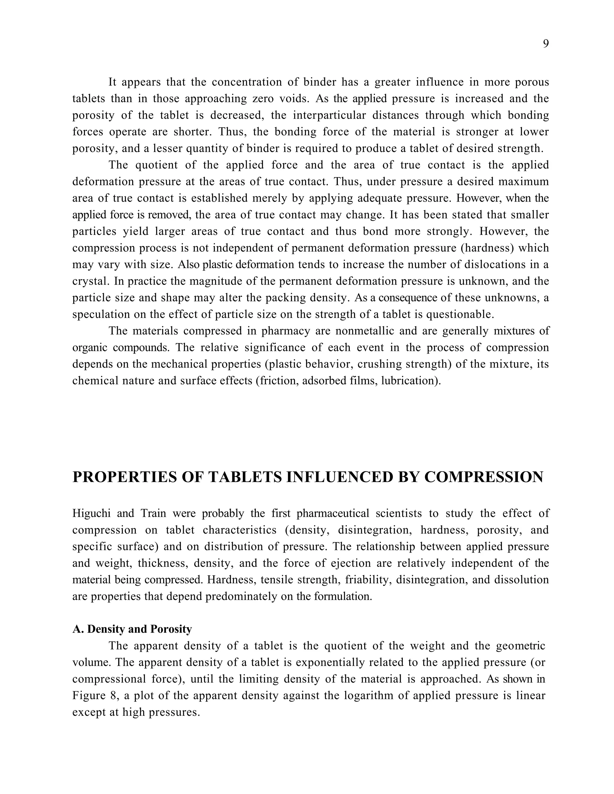 Tablet compaction and compression-handout | PDF