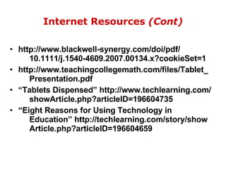 Tablet PC: The Ultimate Tool for Teaching and Learning Mathematics | PPT